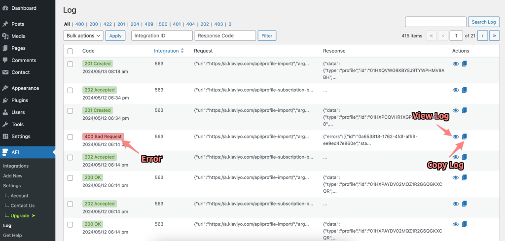 Log | Advanced Form Integration